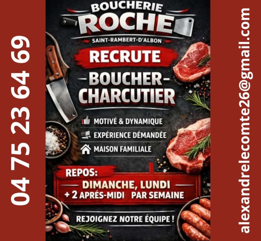 Boucherie Roche recrute un boucher-charcutier à Saint-Rambert ...